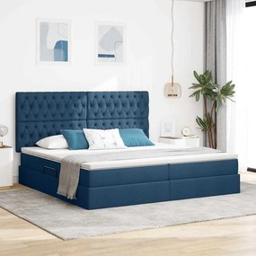 Postel s úložným prostorem a matrací Modrá 200 x 200 cm textil 3371870