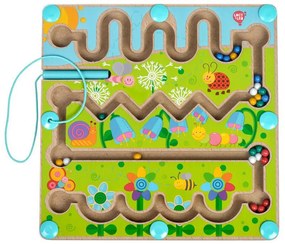 Lucy & Leo Dřevěný motorický labyrint s magnetickou tužkou - květiny