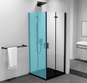 Polysan Zoom Black - Sprchové dveře skládací 80x200 cm, pravé, Antidrop, čiré sklo/matná černá ZL4815BR