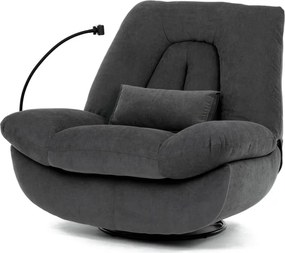 Polohovací křeslo TV-7081 GREY2, elektrické zabudované ovládání, látka, šedá (118 x 112) cm