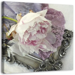 Obraz na plátně, Růžový květ ošumělý elegantní - 50x50 cm
