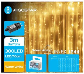 Aigostar - LED Venkovní vánoční řetěz 300xLED/8 funkcí 6x3m IP44 teplá bílá