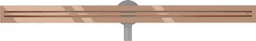 Mexen Flat nerezový sprchový žlab s rotačním 360° sifonem 120 cm, vzor SLIM, růžovo-zlatá, 1641120
