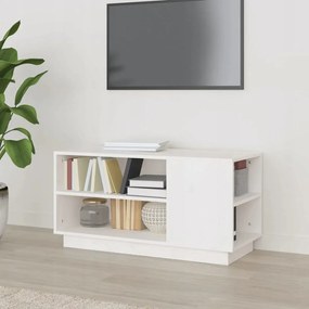 Tv Skříňka Šedá 80 X 35 X 40,5 Cm Masivní Borové Dřevo Bílá