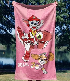 Bavlněná plážová osuška Tlapková patrola – PawPatrol - motiv Dinosauří jízda - 100% bavlna - 70x140 cm