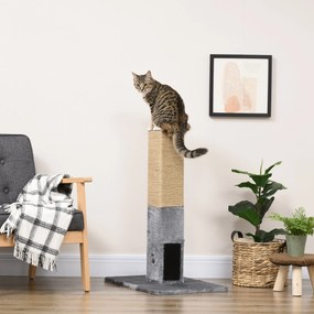 PawHut 79 cm Kočičí Škrabadlo se Závěsným Míčkem a Jutovým Sloupem 59.5x39x79 cm Šedé