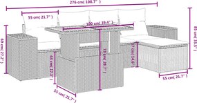 6dílná zahradní sedací souprava s poduškami šedá polyratan 3272614