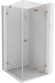 Mexen Lunar-F, skopný sprchový kout pravý 80 x 80 cm, 8mm čiré sklo, profil měděná matná, 836-080-080-65-00-P