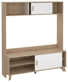 Bílá/v přírodní barvě TV sestava v dekoru dubu 159x181x48 cm Ikast – Tvilum