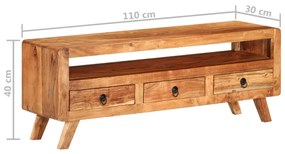 TV stolek 110 x 30 x 40 cm masivní akáciové dřevo - Default Title