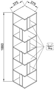 Rohový regál s přihrádkami Corner Shelf, bílý