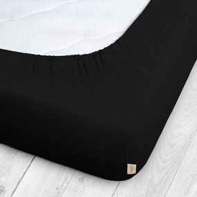 Jersey prostěradlo černé na výšku matrace do 20 cm Velikost: 200 x 200