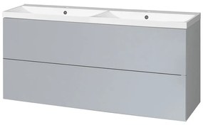 Mereo Mereo, Aira, koupelnová skříňka s umyvadlem z litého mramoru 121 cm, bílá, dub, šedá, CN733M