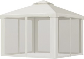 Zahradní altán Outsunny s dvojitou střechou, cca 3x3m, voděodolný, stabilní a zimní altán s moskytiérou, bočními panely, kovový zahradní altán pro zah