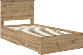 Rám postele s čelo Artisanový dub 100 x 200 cm Kompozitní dřevo 3411349