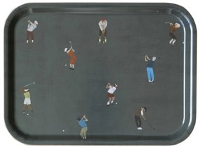 Fine Little Day Tác Golfers by Elisabeth Dunker 20x27 cm, zelená barva, šedá barva, dřevo