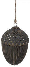 Černozlatá skleněná vánoční ozdoba ve tvaru žaludu XL - Ø 18*27 cm