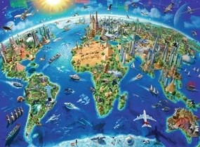 Ravensburger Puzzle Mapa světových památek XXL / 300 dílků / od 9 let
