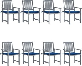 vidaXL Zahradní židle s poduškami 8 ks masivní akáciové dřevo [3078234] Barva: Královská modř