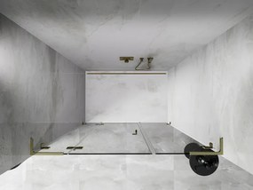 Mexen Lunar L, výklopné levé sprchové dveře 125 cm, čiré sklo, zlatý profil, 834SL-125-050-50-00-L