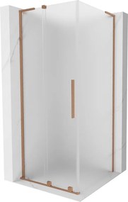 Mexen Velar L, sprchový kout s posuvnými dveřmi 120 x 120 cm, 8mm sklo námraza, měděná matná, 871-120-120-33-65