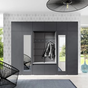Eka Předsíňová stěna s čalouněnými panely Trinity 17 - Grafit / Tmavá šedá 2315