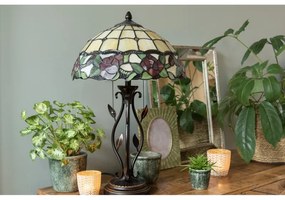 Stolní lampa Tiffany s růžemi Ruusut – 35x61 cm