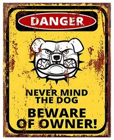 Žlutá nástěnná kovová cedule Danger – 20x1x25 cm