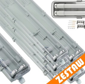 SADA 6 hermetických LED svítidel 120 cm do dílny pro trubice