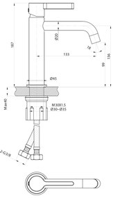 Sapho Sapho, ICONIC stojánková umyvadlová baterie bez výpusti, černá mat, AF002B