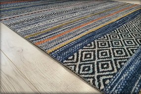HU Vícebarevný pruhovaný koberec Banco 1049 – modrý Rozměr: 60x110 cm
