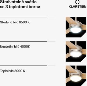 Klarstein El Paso stropní ventilátor se světlem | 132 cm | 35 W | Tichý provoz | Dřevo