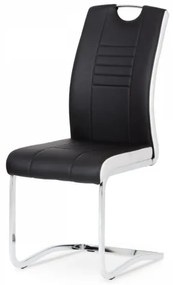 Jídelní židle černá s bílými boky, chrom, DCL-406 BK