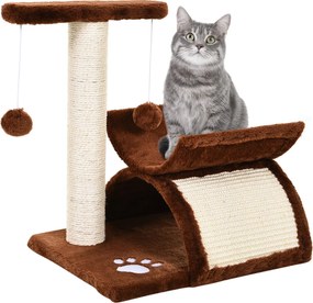 PawHut Malý Škrábací Stromek pro Kočky s Hračkou Hnědý L40 x Š30 x V43 cm | Aosom
