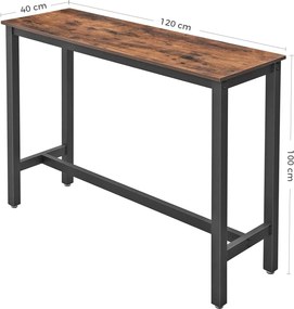Barový stůl, stabilní vysoký barový pult 120 x 40 x 100 cm