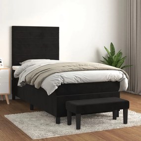 Box spring postel s matrací černá 100x200 cm samet 3137889