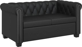 Chesterfield 2místná a 3místná sedačka umělá kůže černá 272249
