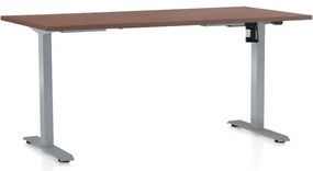 Výškově nastavitelný stůl OfficeTech A, 160 x 80 cm, šedá podnož, ořech