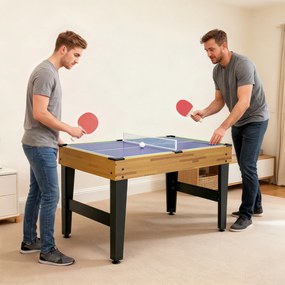 SPORTNOW herní stůl 13 v 1, stolní fotbal, šachy, kulečník, stolní tenis a další, MDF, plast, ořech