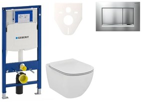 Cenově zvýhodněný závěsný WC set Geberit do lehkých stěn / předstěnová montáž+ WC Ideal Standard Tesi 111.300.00.5NF7
