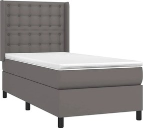 Box spring postel s matrací šedá 90x200 cm umělá kůže 3132481