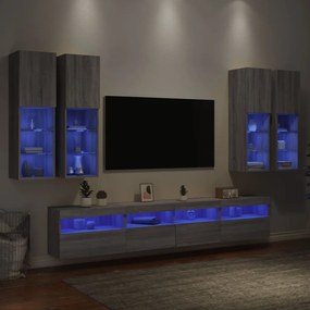7dílná obývací stěna s LED osvětlením šedá sonoma - Default Title