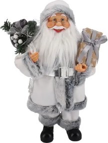 Vánoční dekorace Santa Claus bílá / šedá 40 cm
