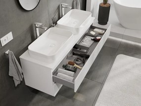 Mexen Rivel, koupelnová skříňka pod umyvadlo 140 cm, 2 zásuvky, drážkovaná, bílá matná, 91A20-14047-2-BFF01