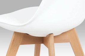 Jídelní židle, plast bílý / koženka bílá / masiv buk CT-752 WT