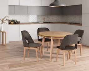 Jídelní sestava DX 27 odstín lamina (deska stolu) artisan, odstín dřeva (židle + nohy stolu) bílá, potahový materiál látka s doplatkem