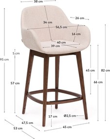 Béžová čalouněná barová židle s područkami (výška sedáku 66 cm) Konna – Kave Home