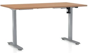 Výškově nastavitelný stůl OfficeTech A, 120 x 80 cm, šedá podnož, buk