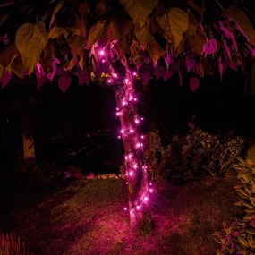 Easy fix LED světelný řetěz, 5 m, venkovní, růžový, 50 diod, černý kabel, IP67
