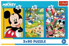 TREFL Puzzle Tým Mickey Mouse / 3x80 dílků / od 5 let / 27,5 x 18 cm